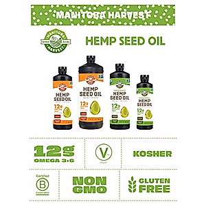 Manitoba Harvest Organic Hemp Oil, Cold Pressed, 12g of Omegas 3&6 Per Serving, Non-GMO, 8.45 Fl Oz