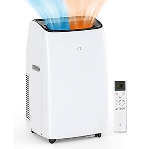 14,000 BTU Portable Air Conditioner and Heater, Smart Inverter Portable AC Units with Remote, Dual Hose, Dehumidifier, and Fan for Rooms Up to 750 Sq. Ft, Self Evaporation System, Utra Quite 42dB