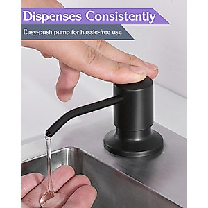 Hoanmpy Kitchen Sink Soap Dispenser,Built in,Stainless Steel(Black Matte), in Counter Soap Dispenser,Pump Set for Dish Soap or Lotion, 17 OZ，in Sink Soap Dispenser
