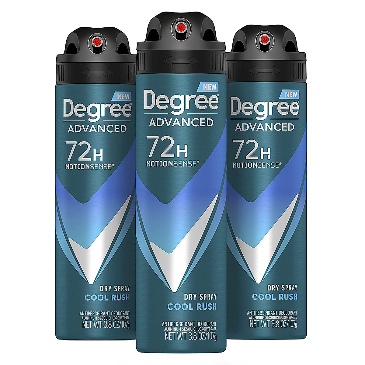 Degree Men Antiperspirant Deodorant Dry Spray Cool Rush 3 count Deodorant for Men With MotionSense Technology 3.8 oz