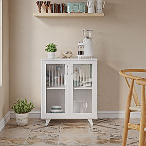 Panana Kitchen Buffet Server Table Accent Sideboard Cupboard Server Buffet Console Table with Doors Cabinet (27inch, White)