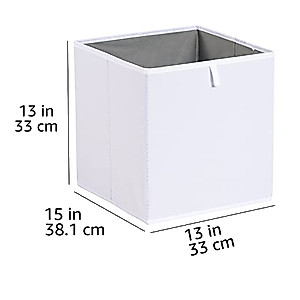 Amazon Basics Cube Organizer Bins, Collapsible Storage Baskets for Shelves, White, Pack of 6, 13x15x13"