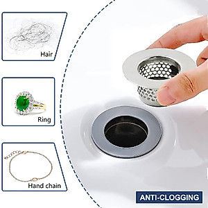 CNSZNAT Bathtub Drain Cover, Bathroom Sink Strainer, Drain Hair Catcher for Bathtub Laundry Utility Sink, Fit Hole Size from 1.55" to 1.8" and Depth Than 1" (3-Pack)