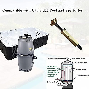 Filter Threaded Rod and Retainer Clamp, Clamp Ring Knob Assembly, Fits DEV/DEL, CV/CL Pool&Spa Filter, 3/16 7/32-24G Female