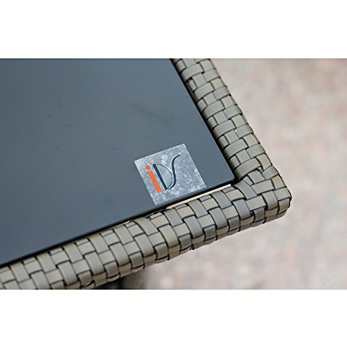 IDS Home 4 Piece Brown Pattio Furniture Wicker Conversation Set, Loveseat & 2 Cushion Chairs, Glass Coffee Table for Garden Lawn Poolside Backyard