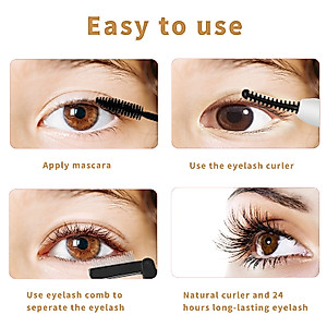 Acavado Heated Eyelash Curlers Heated Lash Curler with Comb Electric Eyelash Curler LED Display 3 Temperature Settings for Makeup Natural Curling 24H Long Lasting Eye Lashes Tool for Women White