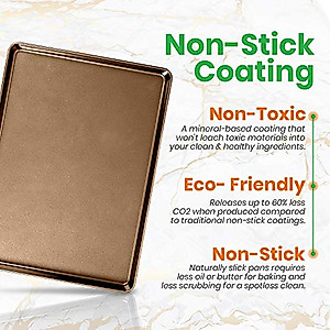 NutriChef Nonstick Cookie Sheet Baking Pan - Metal Oven Large Baking Tray, Professional Quality Non-Stick Mega Pan Bake Trays - Stylish Metallic Coating, PFOA PFOS PTFE Free NCLG1GD