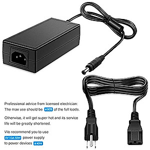 SHNITPWR 5V Power Supply 5 Volt 10A 50W AC 100V ~ 240V to DC Power Adapter Converter Transformer 5.5x2.5mm Plug for WS2812B WS2811 LED Pixel Strip Light Controller Raspberry Pi Webcam Router USB-HUB