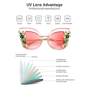 Slocyclub Halloween Glasses Jeweled Sunglasses, Funky Butterfly Shaped Sunglasses, Oversized Rhinestone Sunglasses for Women, Unique Sunglasses with UV400 Protection, Colorful Fun Sunglasses