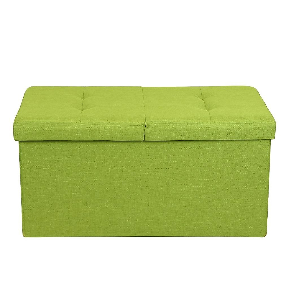 Otto & Ben Folding Box Chest with Smart Lift Top Upholstered Tufted Ottomans Bench Foot Rest for Bedroom and Living Room, 30", Lime Green