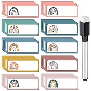 50pcs Magnetic Dry Erase Labels Reusable Magnetic Name Tags Boho Magnetic Labels for Whiteboard Locker Shelf Classroom School Office Home