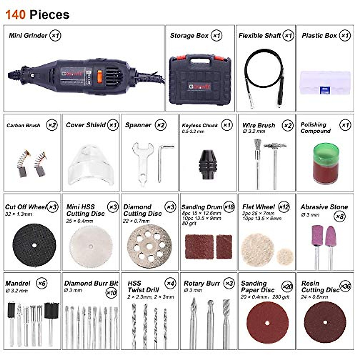 GOXAWEE Rotary Tool kit with Cutting Wheel Disc Set Bundle