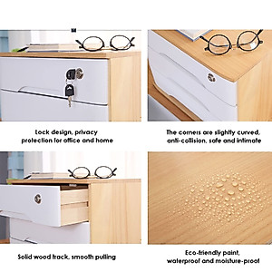 LEYT Wooden Desktop Storage Box with Lockable Drawers, Office Supplies A4/Receipt File Organizer, Flat File Cabinet (Color : C)