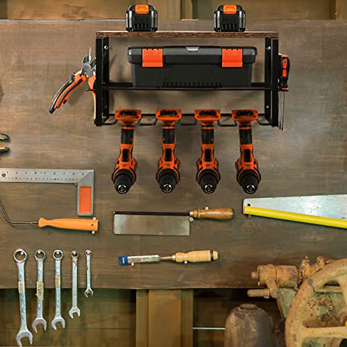 LING RUI 2 Pack Power Tool Organizer, Garage Organization and Storage, Drill Holder Wall Mount, Utility Rack for Cordless Drill, Gifts for Husband Men Dad Father Him