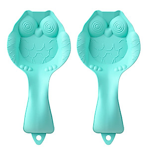 Webake Silicone Spoon Rest 2 Pack for Stove Top, Owl Shape Cooking Spoon Holder, Ladle Holder, Spatula Holder for Kitchen, Dining Table, Fork, BBQ Brushes, Tongs