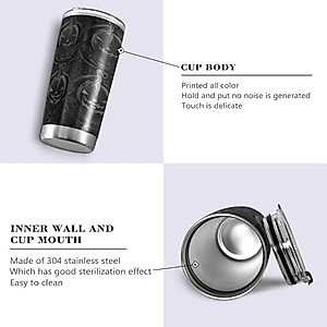 Amooorous Pure Black Evil Halloween Pumpkin Stainless Steel cup with lid with Lid and Straw 20oz coffee mug for coffee aesthetic insulated tumbler botellas para agua termica 20oz