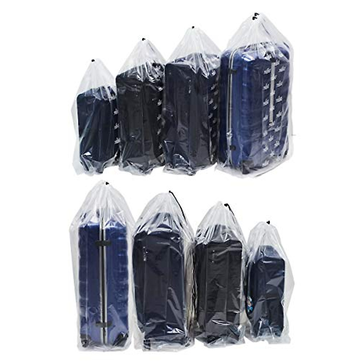 Dust Cover Big Plastic Drawstring Bags Multi-Purpose for Storage and Keeping Luggage, Big Dolls, Blankets, Pillows, Suitcase Good for Household Organizing Reusable Set of 4 bags Size S, M, L, XL