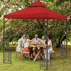 Yescom 8'x8' UV30+ Gazebo Canopy Replacement Top Cover Red for Dual Tier Outdoor Patio Garden Tent Y0018T02