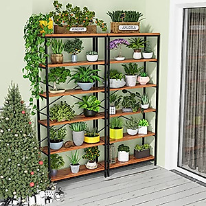 5 Tier Industrial Bookshelf, Vintage Standing Storage Shelf, Display Shelving Units, Tall Bookcase, Industrial Metal Book Shelves for Living Room Bedroom and Home Office