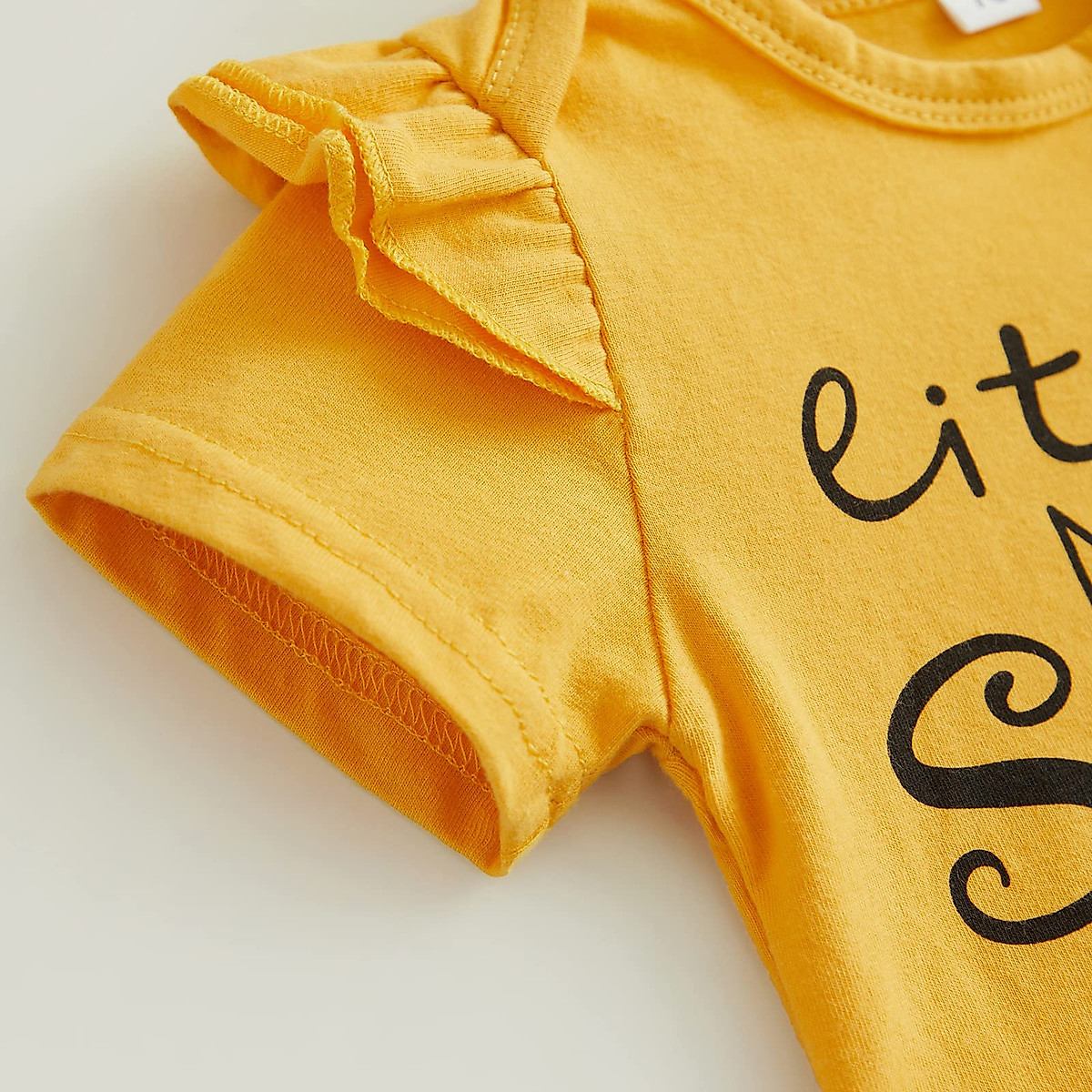 BeQeuewll Newborn Baby Girl Summer Outfits Letter Short Sleeve Bodysuit Romper Tops Floral Shorts Pants 3 piece Clothes (A Orange, 3-6 Months)