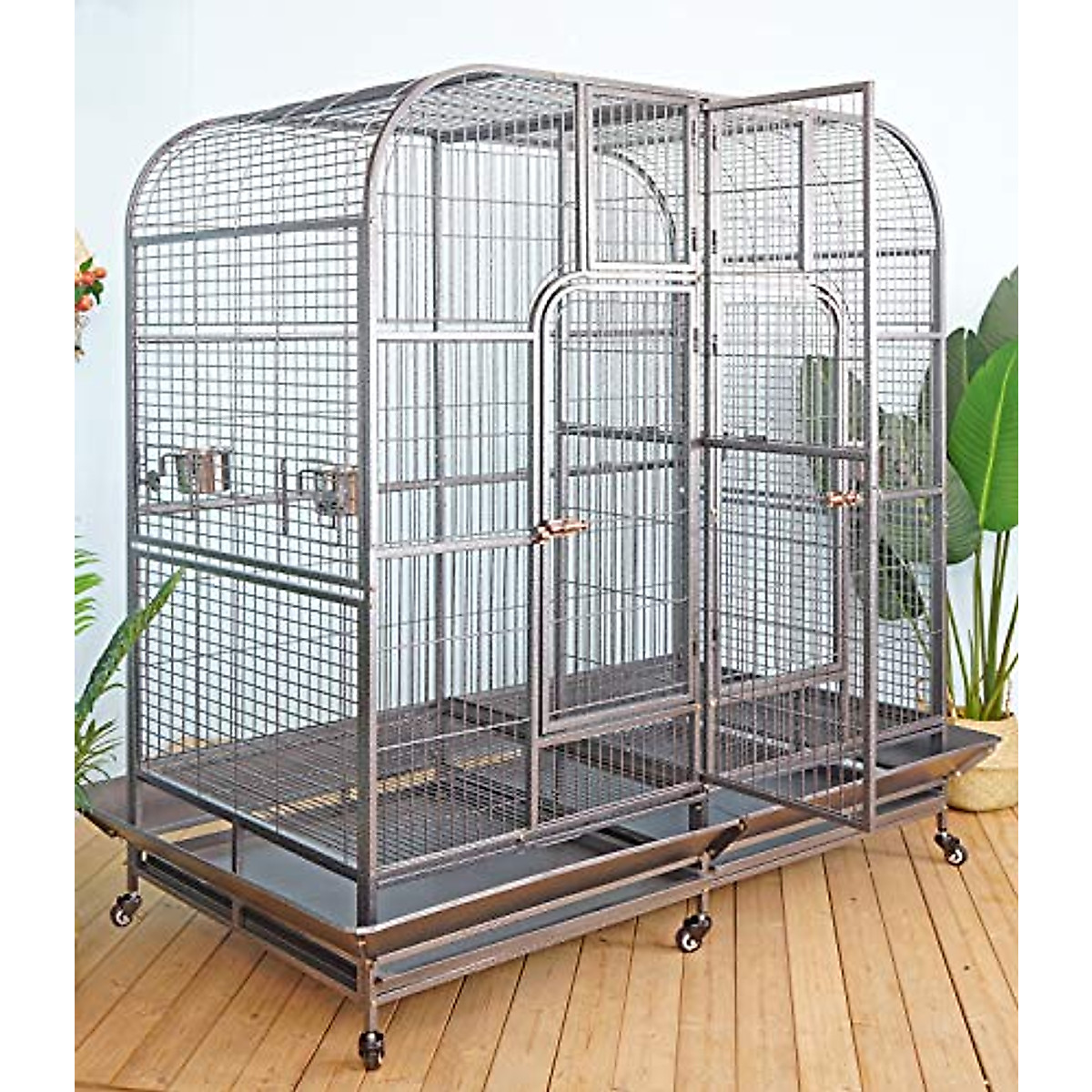 Double Cage with Center Divider for Bird Parrot Aviary W64xd32xh73