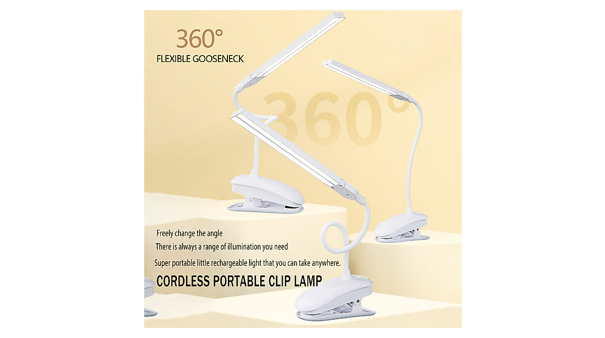GcSige Dual Head LED Desk Lamp: Eye-Caring & Rechargeable