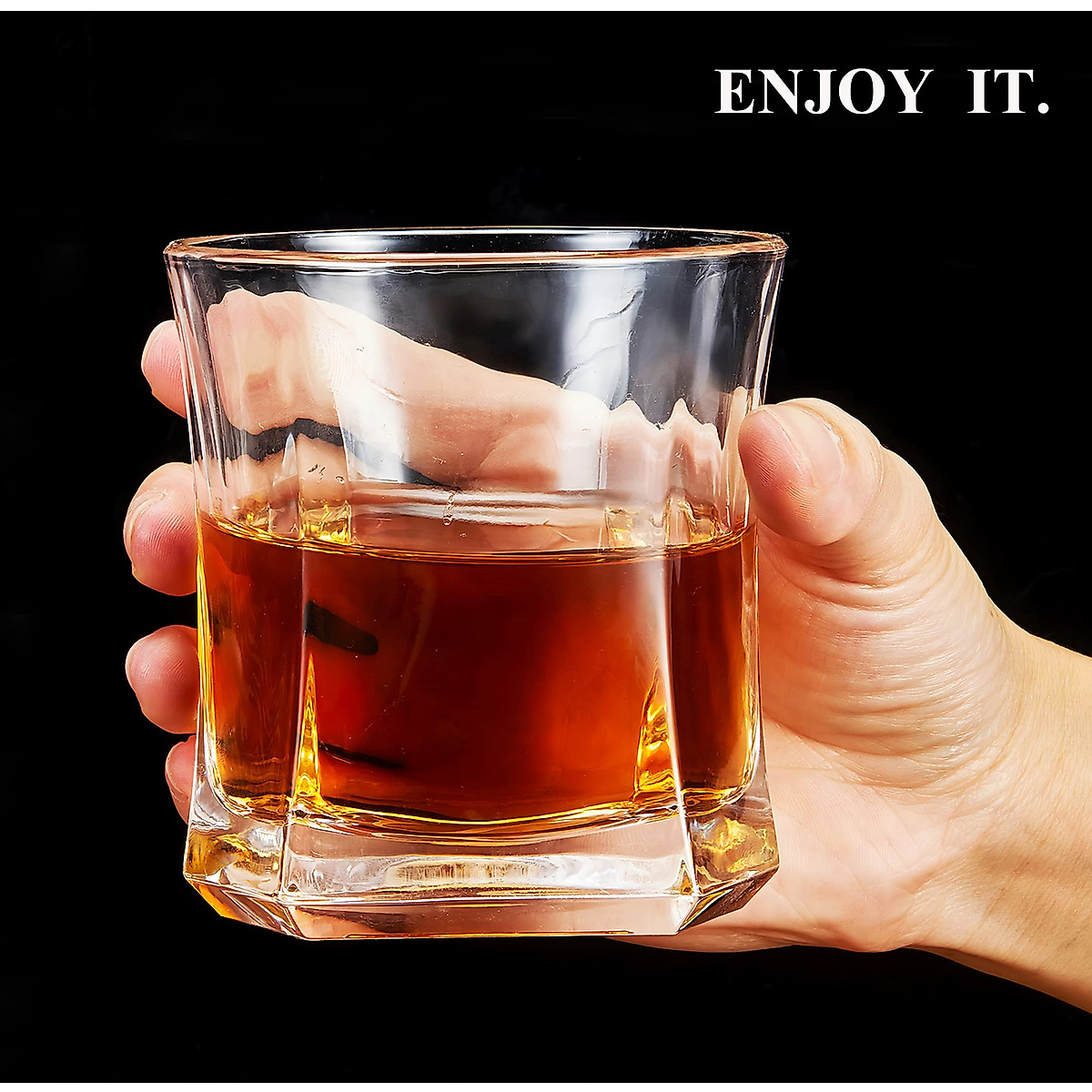 YJGS Whiskey Glass, Engraved Monogrammed Bourbon Glass, 10 oz Old Fashioned Cocktail Glass Personalized Whiskey Glass for Men, Bourbon Gifts Ideas for Dad, Husband, Groomsman Gifts(Letter I)