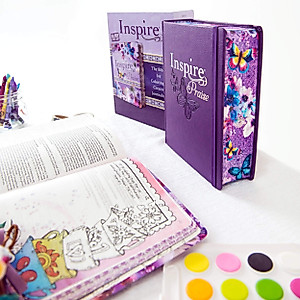 Tyndale NLT Inspire PRAISE Bible (Large Print, Hardcover, Purple): Inspire Coloring Bible–Nearly 500 Illustrations to Color, Creative Journaling Bible Space-Religious Gifts Inspire Connection with God