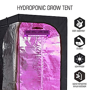 cdmall 60''x32''x80'' Grow Tent Kit Indoor Plant Grow Tent Room + 24 Hour Timer + 60mm Bonsai Straight Scissors + Digital Hygrometer Thermometer + Trellis Nets +1 Pair of Rope Hangers