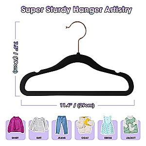 Ulimart Velvet Baby Hangers (11.4 Inch-50 pcs),Baby Clothes Hangers Ideal for Everyday Standard Use,Baby Hangers for Closet,Durable Infant/Toddler Hangers Black Hangers