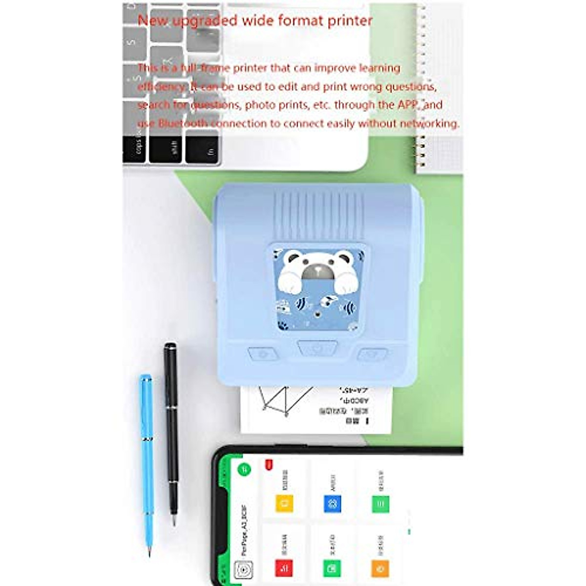 XXXDXDP Portable Mini Pocket BT Thermal Printer Power Bank Function Clip Design Receipt Label Memo Sticker AR Photo Picture Printe (Color : D)