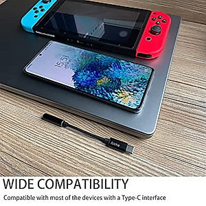 jstma USB C to 3.5mm Audio Jack Adapter 32Bit Audio HiFi DAC Amplifier Converter Support High-impedance Headphones for Windows MacOS Android Phones Switch PS Xbox (Black)