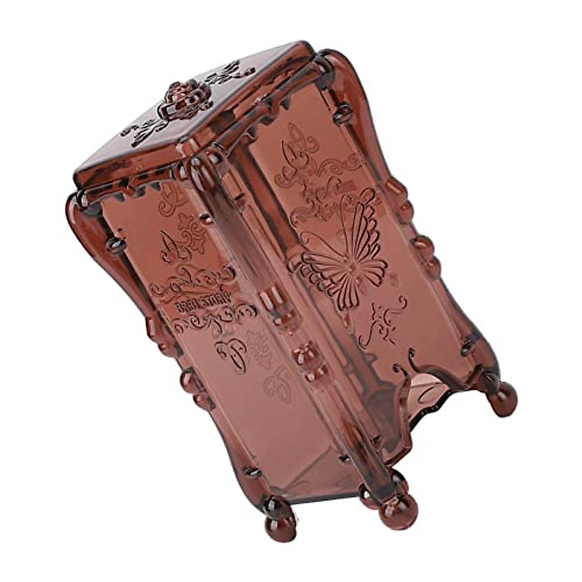 Cotton Pad Holder, Large Capacity ABS, Cute Design, Cotton Dirt Free Makeup Box for Bedroom (Transparent Coffee)