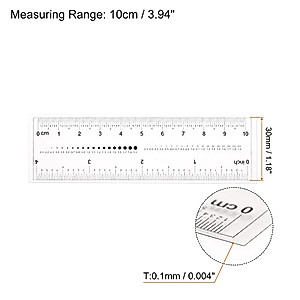 HARFINGTON 2pcs Film Flexible Ruler 4 Inch 0.5mm Scale PET Plastic Folding Straight Ruler Calibration Soft Ruler Measuring Tool for Factory, Transparent
