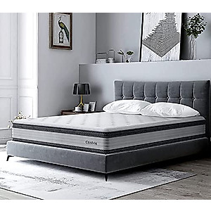 Coolvie Queen Mattress, 10 Inch Comfy Cool Memory Foam and Innerspring Hybrid Mattress, with Individually Pocket Coils, Cushioning Euro Top and Breathable Hypoallergenic Knitted Cover