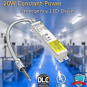 20W LED Emergency Light Driver,100-347V AC 175V DC,Emergency Time Over 90 Minutes, 0/1-10V Dimmable Emergency led Driver, Rechargeable UL Listed Backup Battery for LED Recess, Panel and Linear Lights
