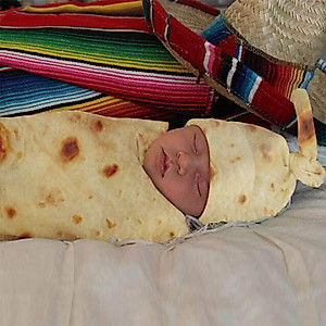 Highpot Burrito Baby Blanket Hat Set, Novelty Flour Tortilla Newborn Receiving Sleeping Blanket Swaddle Wrap Hat for Girls Boys (A)