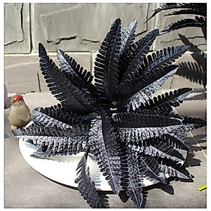 3 Pieces of Artificial Boston Fern Leaf Plants, Fake Shrub Flowers Indoor and Outdoor Home Garden Balcony Decoration, DIY Decorative Flower Pot Filling, Indoor Decoration (14 inches，Black)