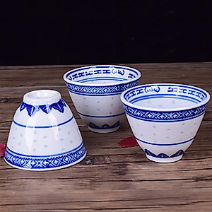 Woonsoon Chinese Handmade Kungfu Tea Cup 70 ml, Set of 8 Bone China Blue and White Tea Cups,Ceramic Tea Mugs Without Handles,Best Gift