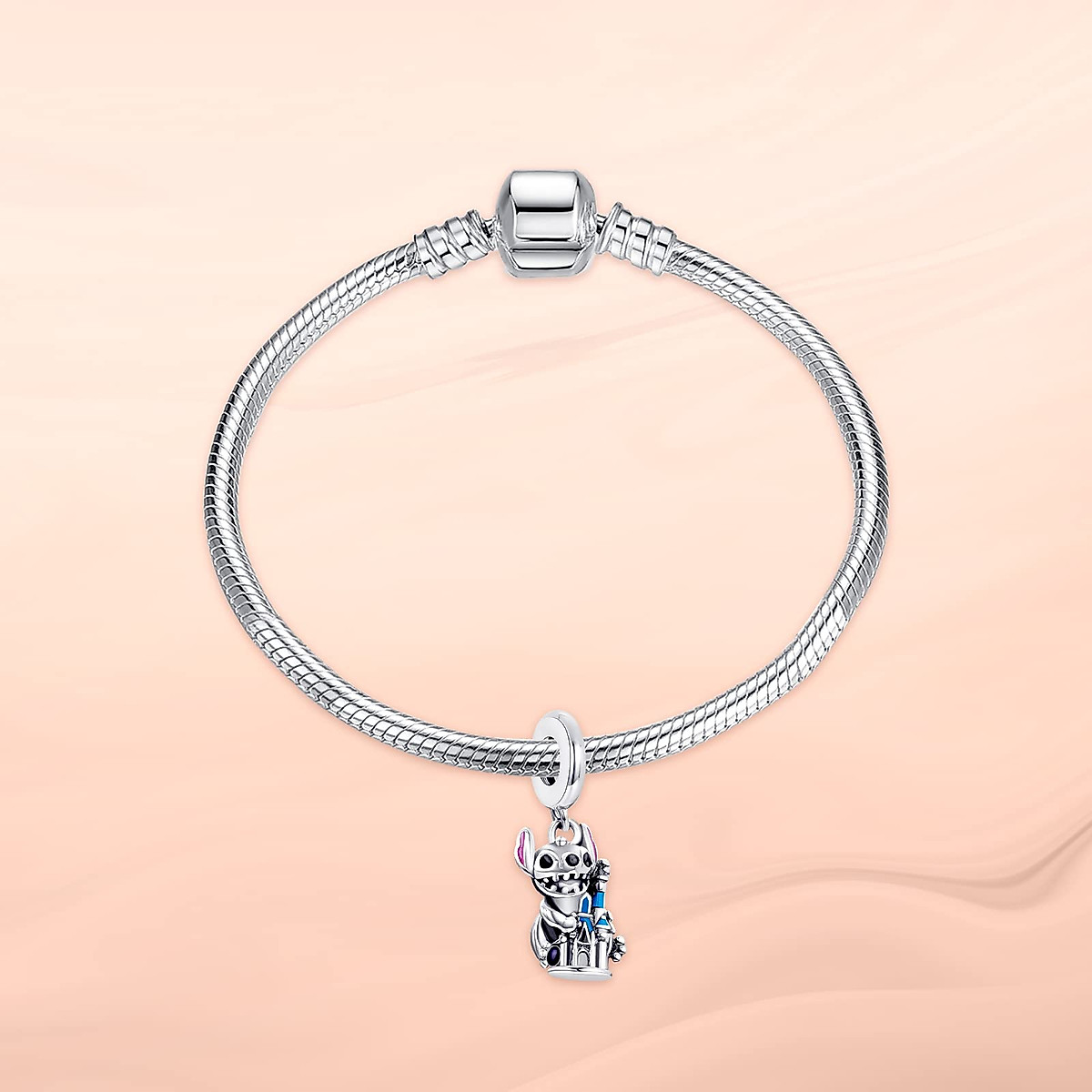 RMMY S925 Steling Silver Charm for Bracelet Necklace Dog and Castle for Women gifts
