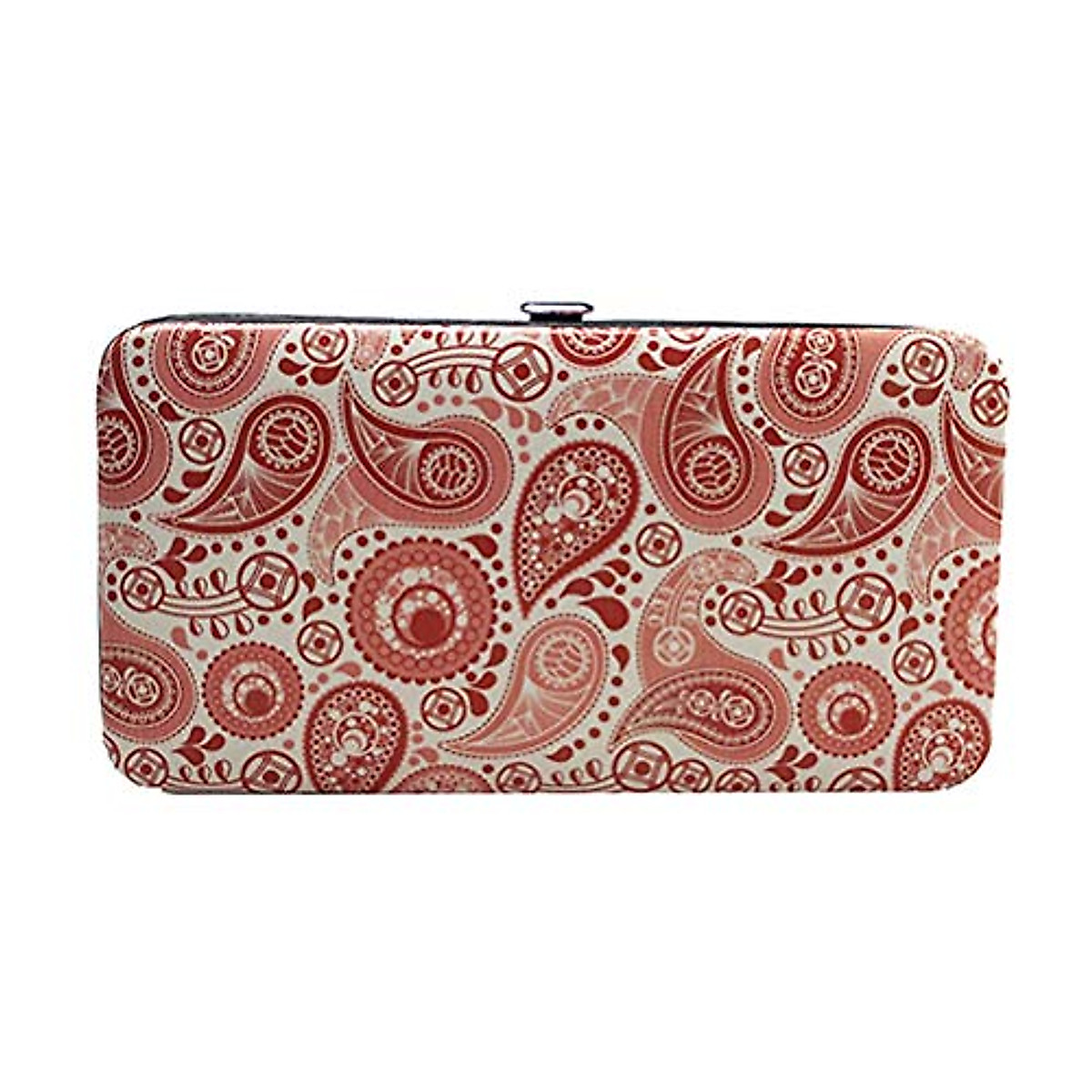 Chicastic Pink Paisley Print Flat Hard Clutch Wallet