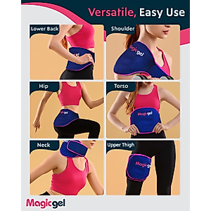 Magic Gel Ice Pack for Back - Reusable Cold Compress Hot and Ice Flexible Back Wrap for Hot or Cold Therapy - ICY Heat Pads Designed for Back - Lower Body Cooling Packs - Gray