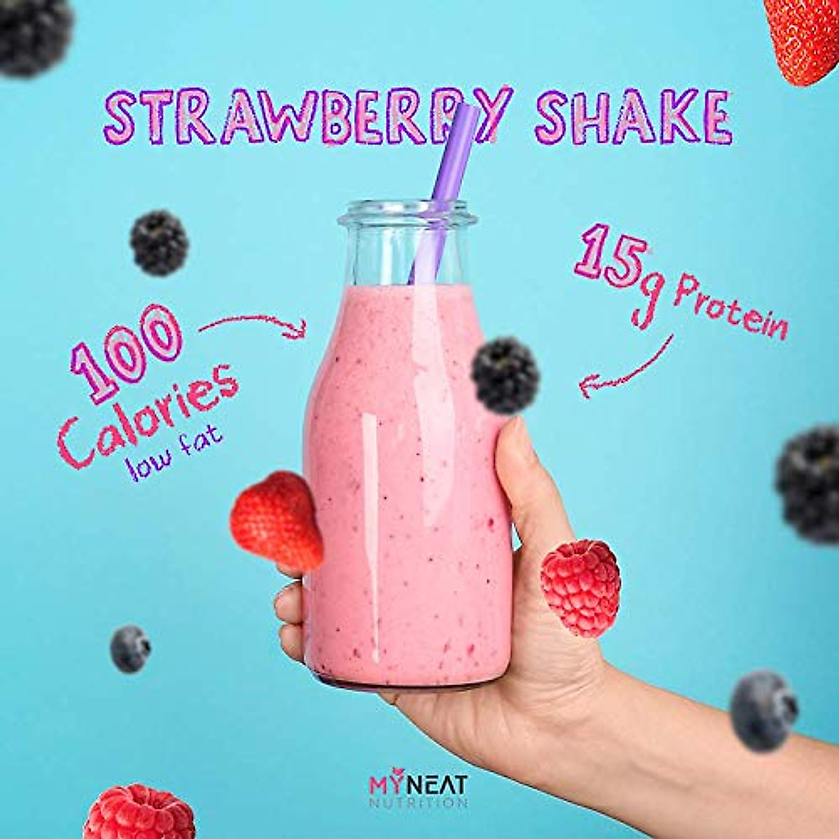 My Neat Health High Protein Meal Replacement Shake - Diet Shake Powder, LOW Calories, HIGH Protein, LOW Fat, Essential Vitamins and Minerals, Kosher (Strawberry)