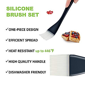 Silicone Basting Brush for Cooking, BBQ Pastry and Oil Brush, Turkey Baster, Barbecue Utensil for Grilling Marinating Desserts Baking, Heat Resistant Dishwasher Safe, Set of 2