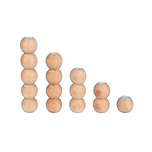 Gurfuy Wood Candle Holders Set of 5 - Rustic Long Wooden Candlestick Holders Bulk un Finished Nature Wood Decorative Candle Stand for Table Wedding Dinning CenterpiecesFestival (Bead Cylinder)