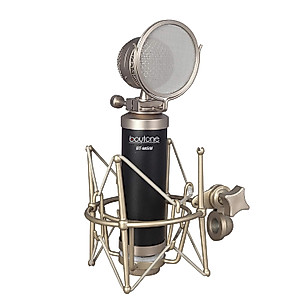 Boytone, Professional Studio Recording Podcast Condenser, Metal Shock Mount, Anti-Wind Cap (BT-68SM)