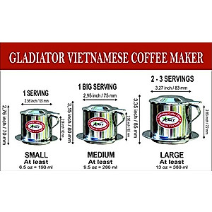 AMT 13 OZ Vietnamese Coffee Maker, 2-3 Servings, Screw Down Phin Coffee Vietnamese Coffee Filter Vietnam Coffee Dripper for making Vietnamese Style at Home Office(9, Handle)