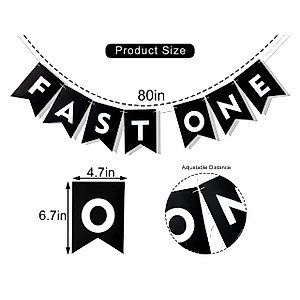 Fast One Banner - Fast One Car Birthday Party, Fast One Flag Banner, First Birthday Party, Vroom Car Party, Fast One Party Decoration