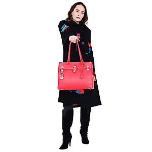 Robin Lisa New York Luxury Handbags for Women | 100% Genuine Italian Calf Leather | Limited Edition Robin Handbag (Red)