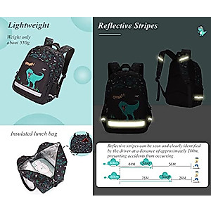 3 Pieces Shark Sea Animal Primary Middle School Boys Large Backpack Water Resistant Bookbag Set with Lunch Kits